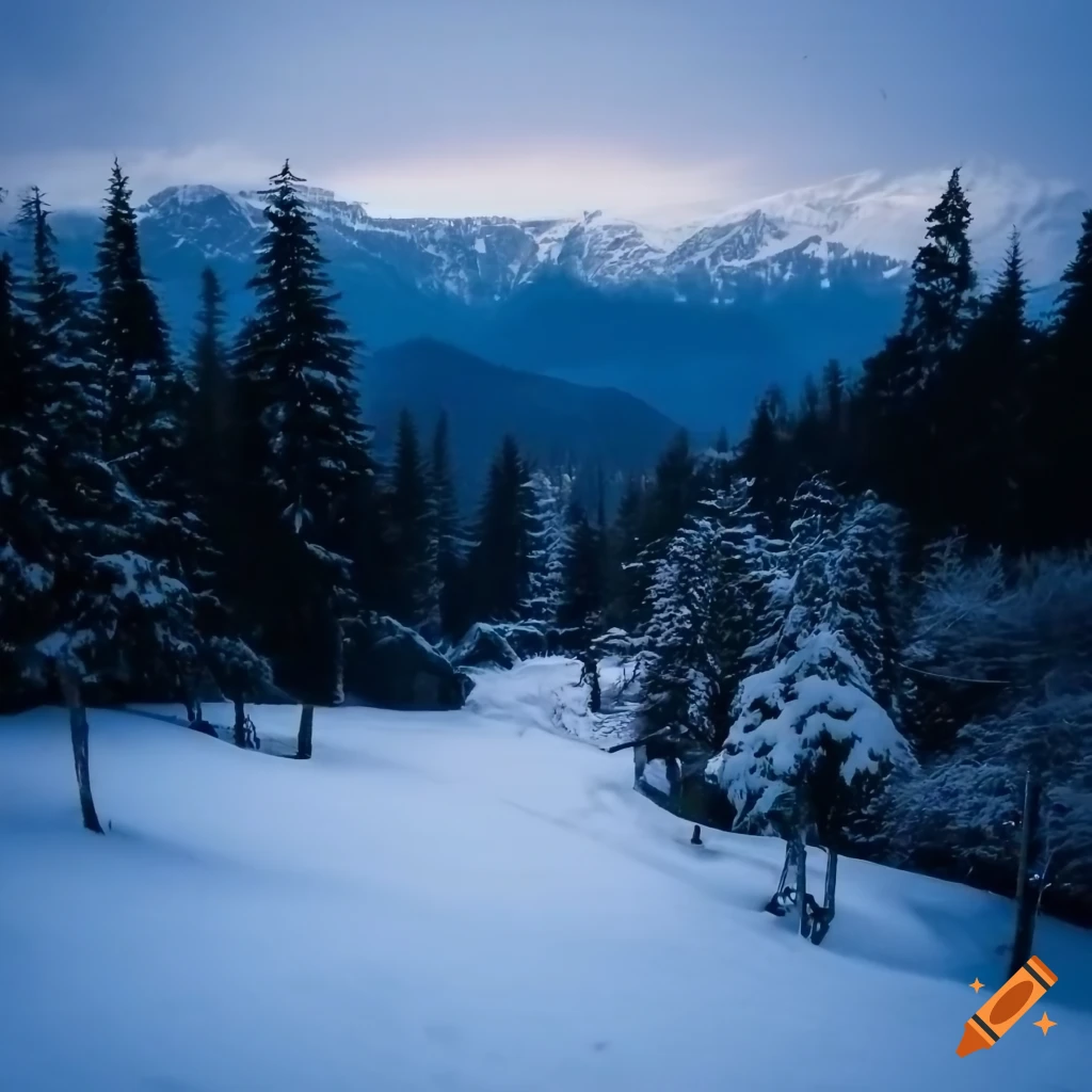 Snowy outdoor view in sinaia on Craiyon