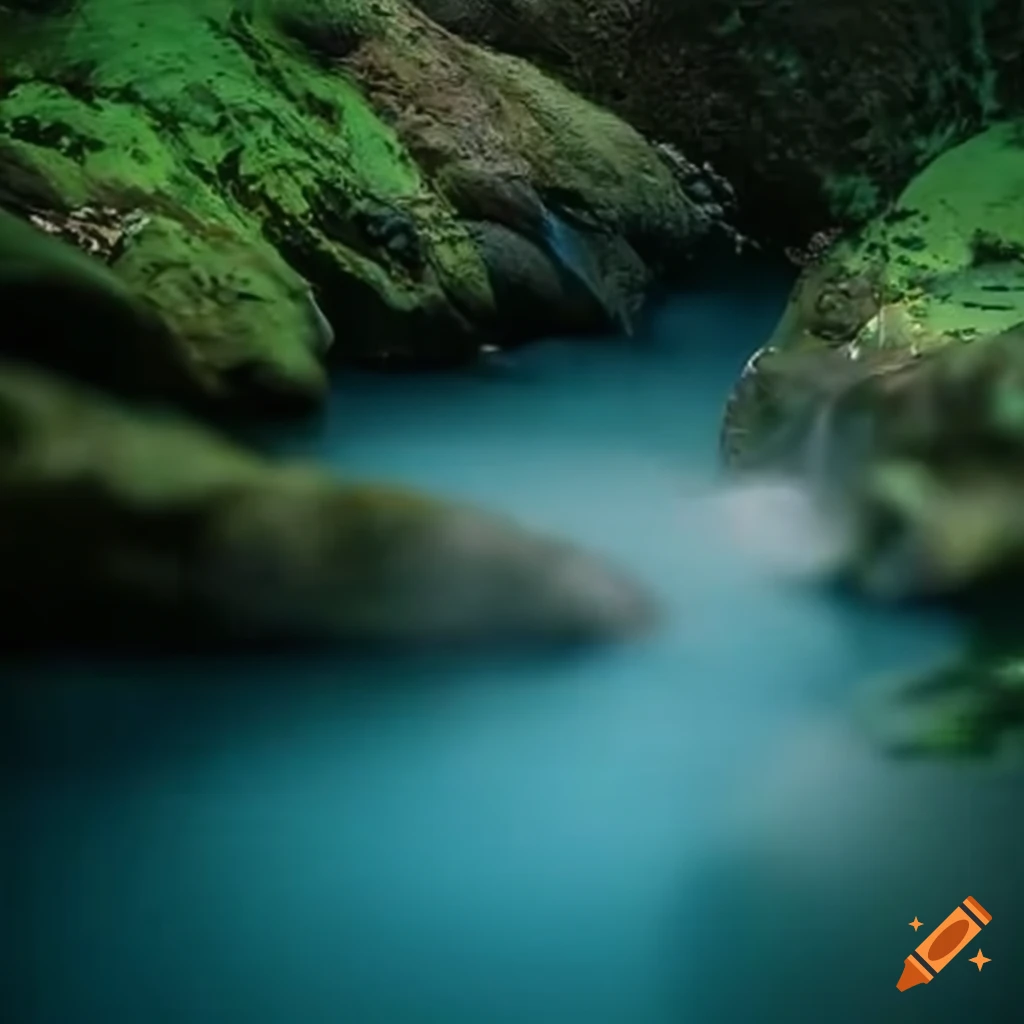 Floating down a stream without paddle or direction on Craiyon