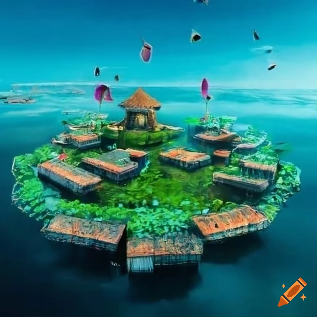 Floating island in the city of ganvié used for water hyacinth and ...