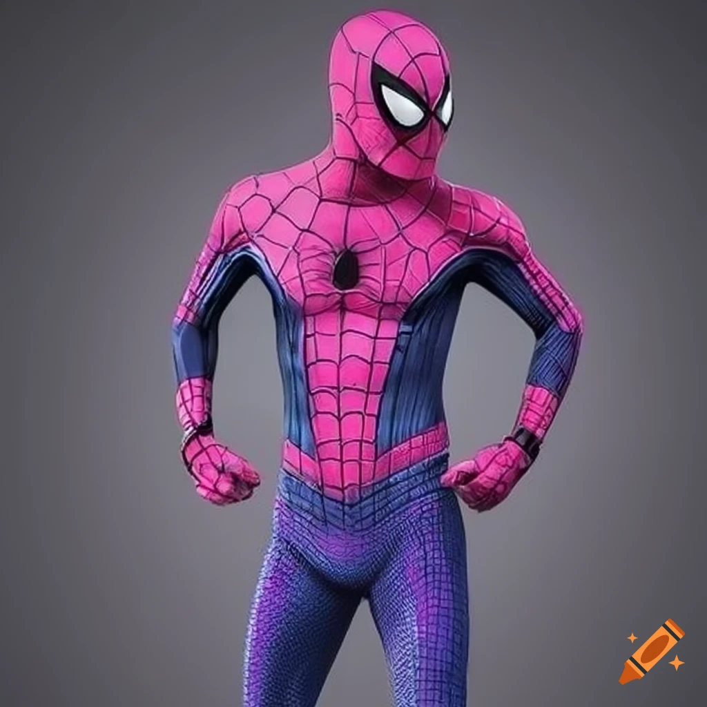 Pink and purple spider-man suit on Craiyon