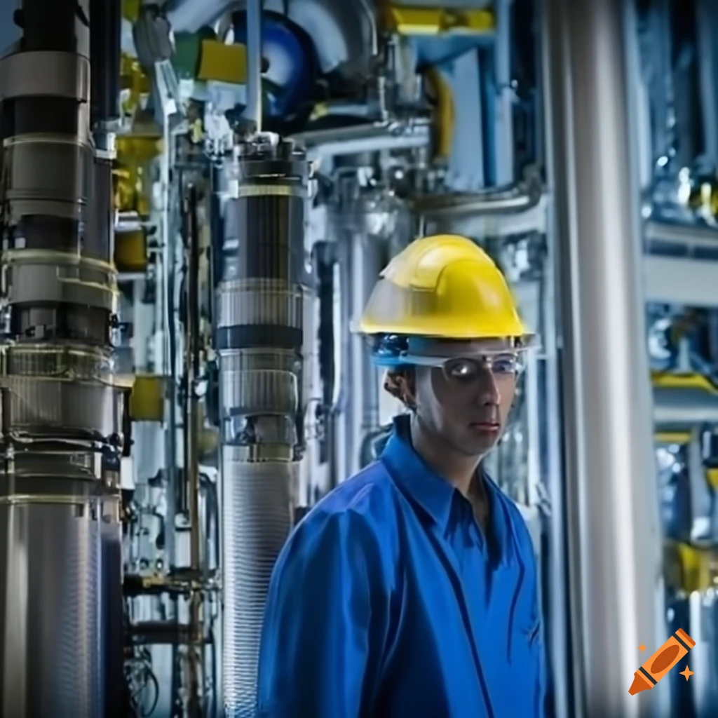 Engineer working in a high-tech chemical facility on Craiyon