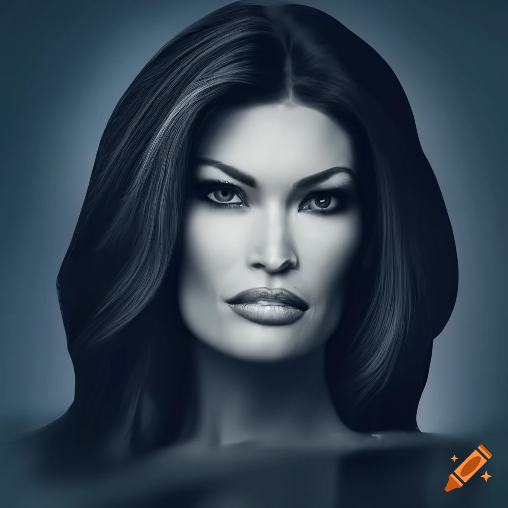 Portrait of Kimberly Guilfoyle with dramatic lighting emerging from ...