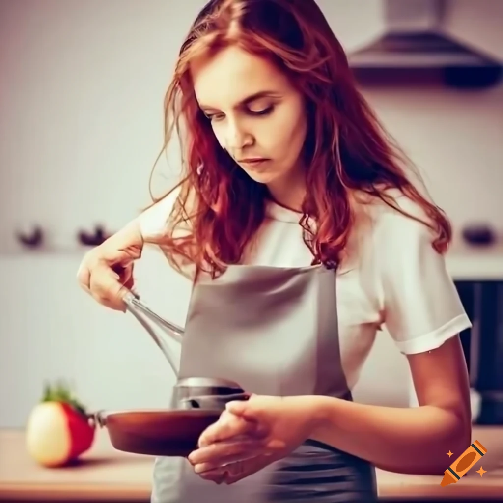 Woman cooking in a modern kitchen on Craiyon