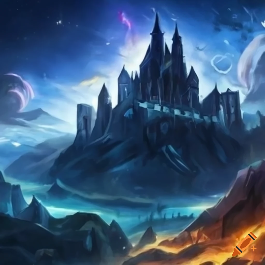 Galactic castle in a fantasy setting, inspired by League of Legends on ...