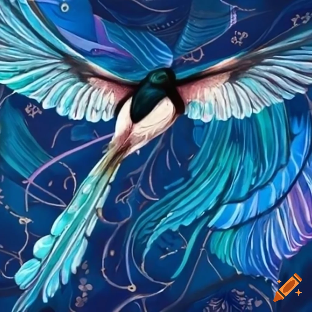 Azure-winged magpie in traditional asian art style on Craiyon