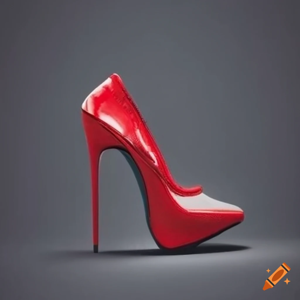 Red high heel shoe in profile on black background on Craiyon