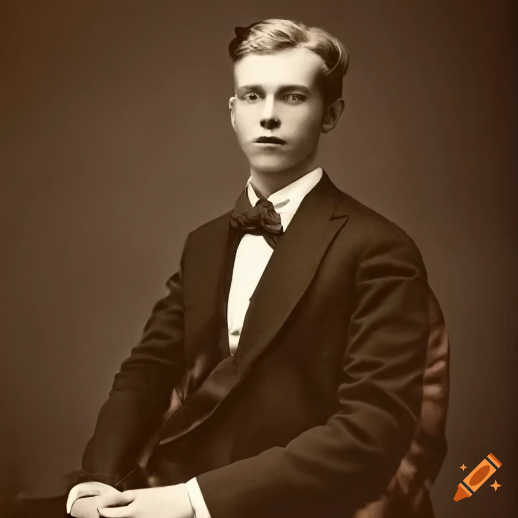 Handsome blond young man in a stylish suit from 1899 on Craiyon