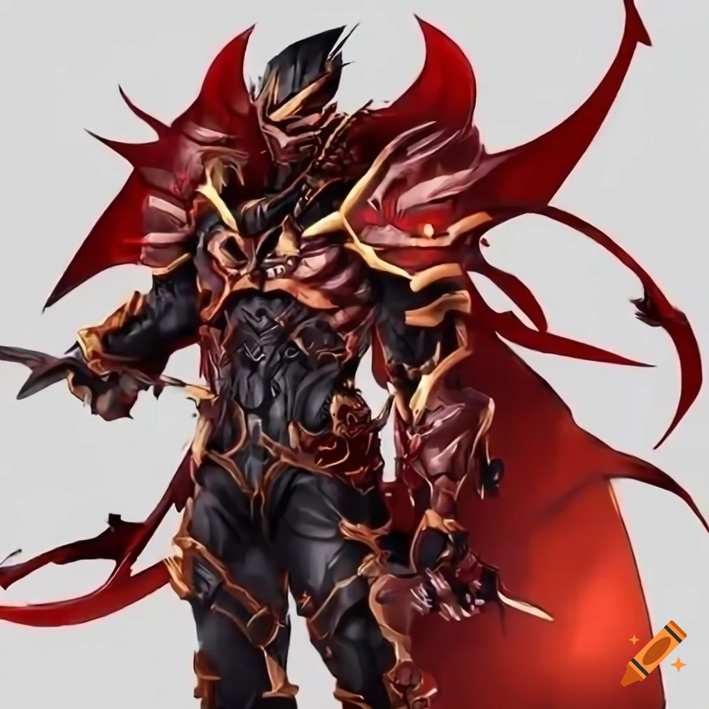 Anime fantasy hunter vampire ifrit with black short hair and bat wing ...