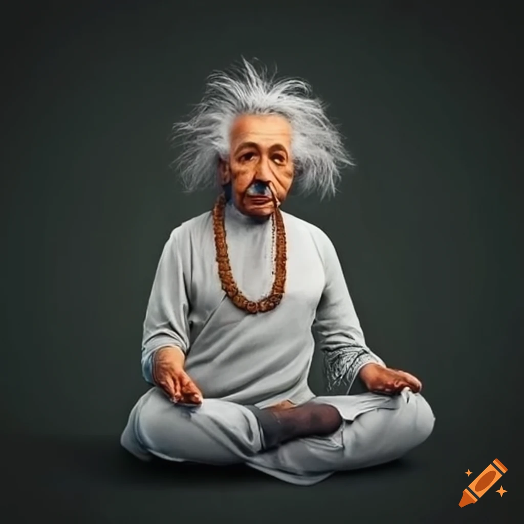 Albert einstein in indian yogi attire meditating on Craiyon