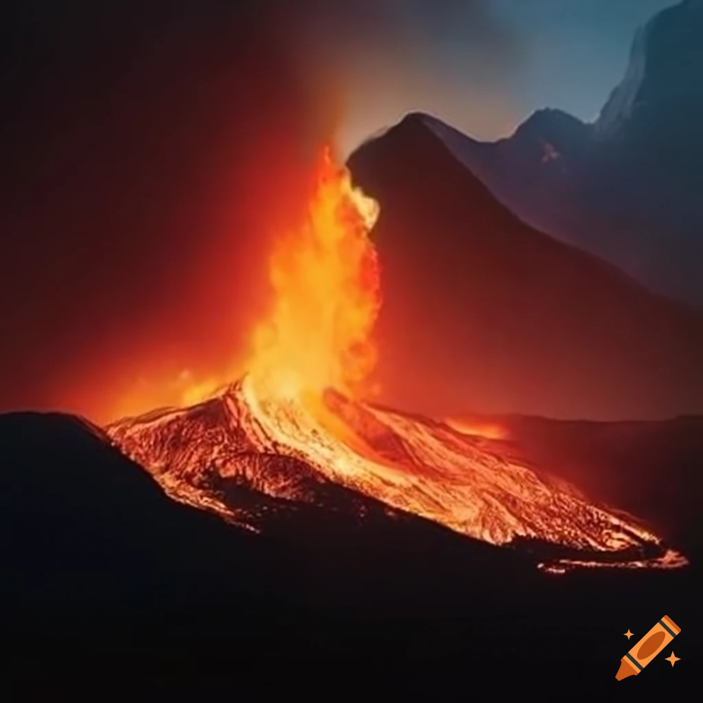 Volcanic eruption with wildfire on Craiyon