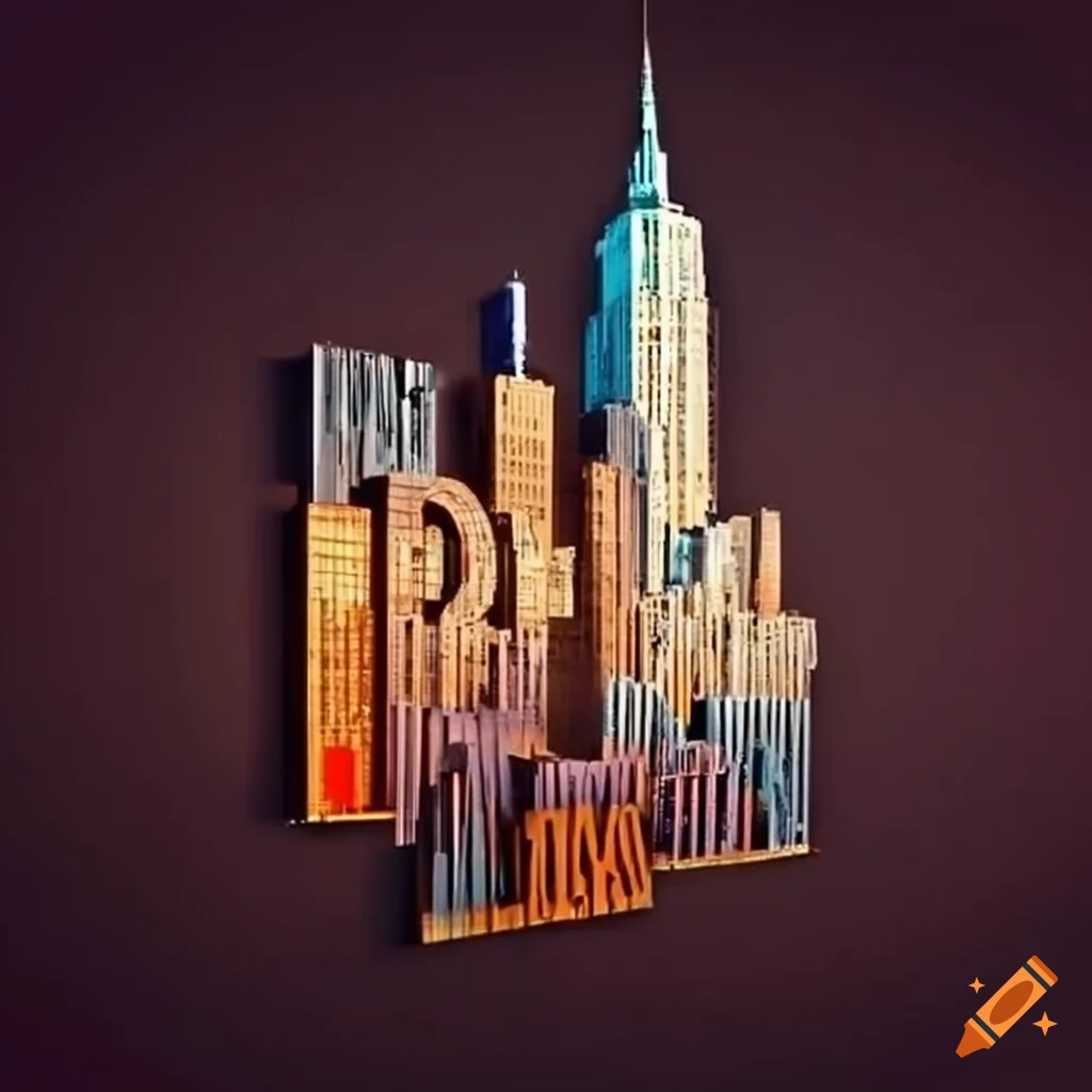 New york city skyline created with letters on Craiyon