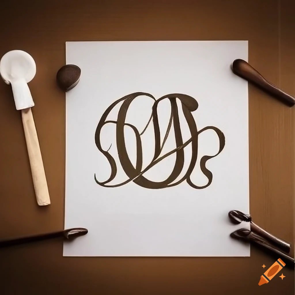 Artist crafting a serene calligraphic monogram on Craiyon