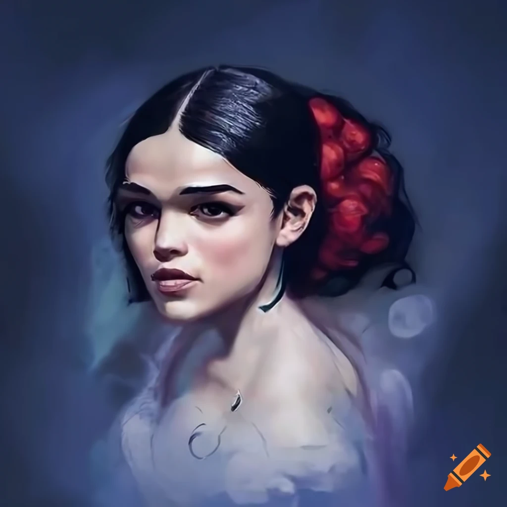 Highly detailed portrait of rachel zegler as snow white in dynamic frank frazetta style on Craiyon