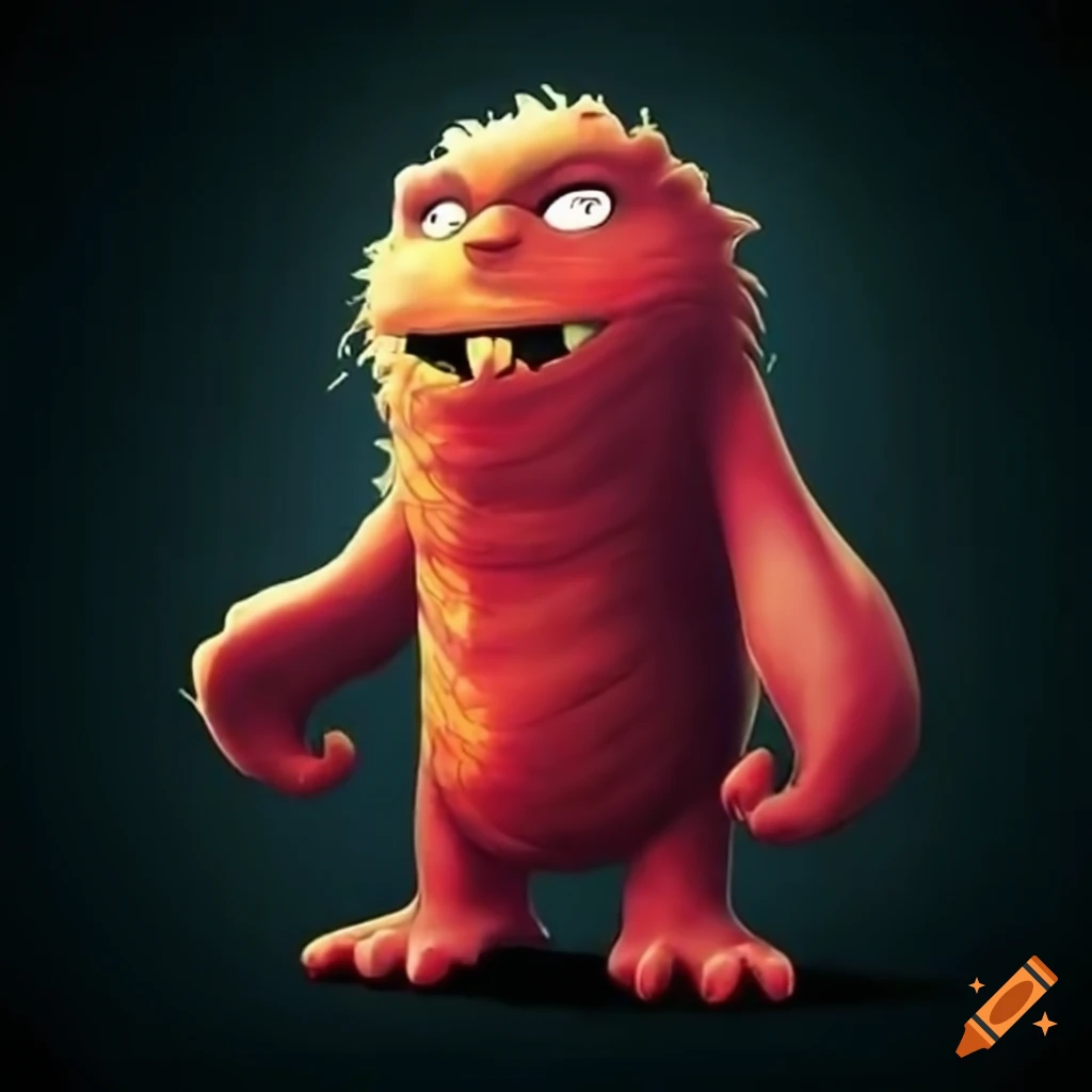 Cartoon monster representing root chakra connection to earth on Craiyon