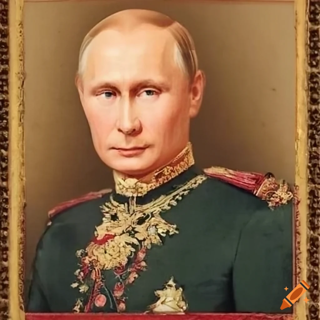 Vintage-style collage of Vladimir Putin with roses on Craiyon