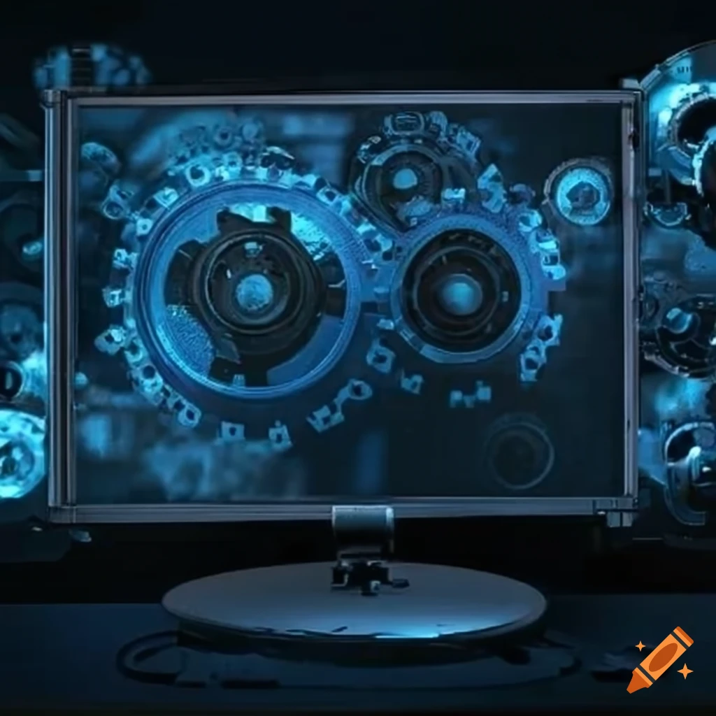 Gears on a computer screen on Craiyon