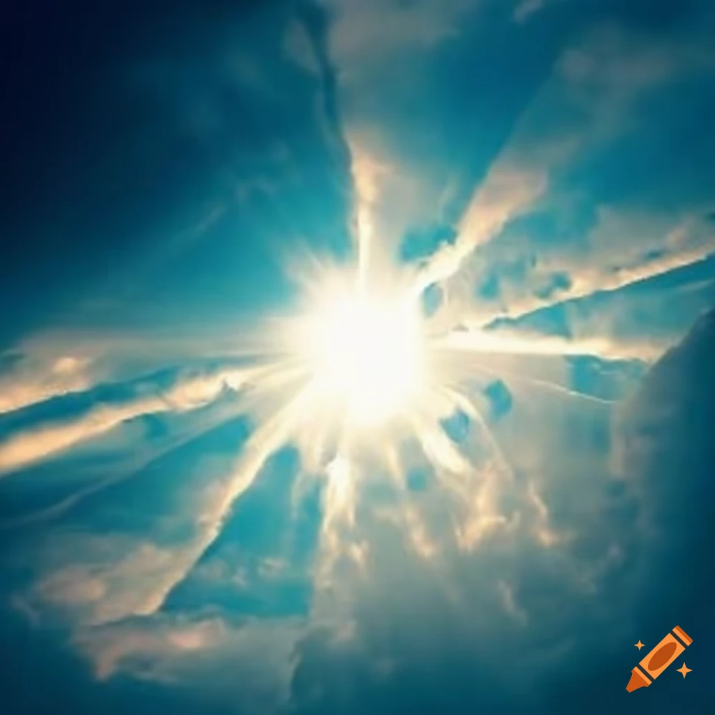 Sun rays breaking through the clouds on Craiyon