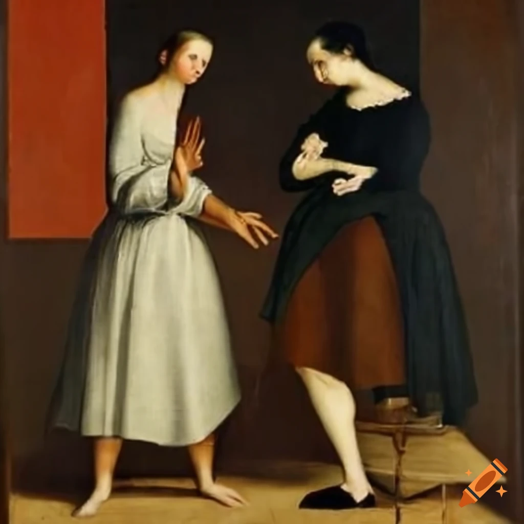 Painting of women arguing with men by zurbaran and malevich on Craiyon
