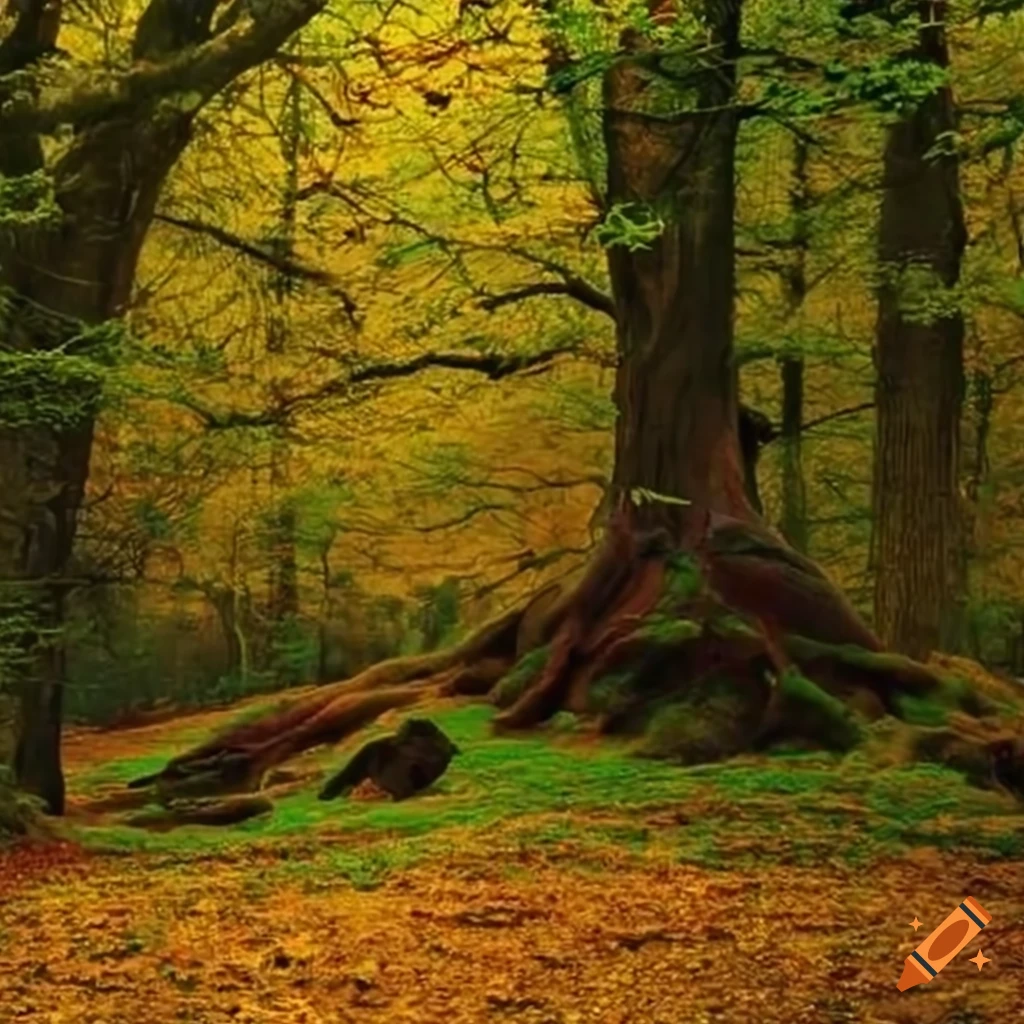 Enchanted earth mound in a golden spring forest on Craiyon