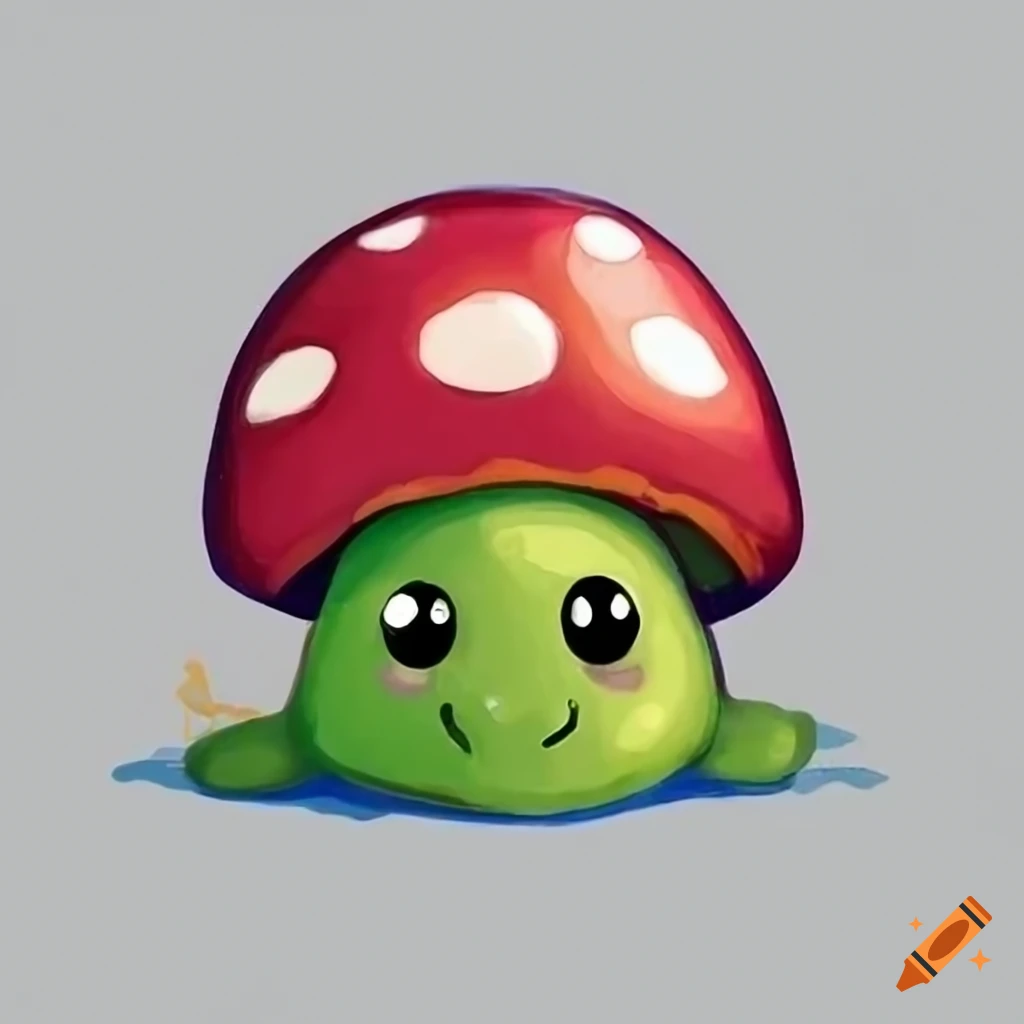 Cute turtle with a mushroom shell on Craiyon