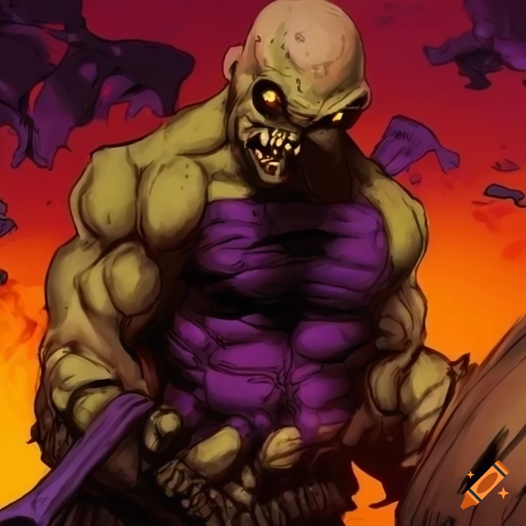 Purple-skinned zombie in orange jumpsuit inspired by Mike Mignola's ...