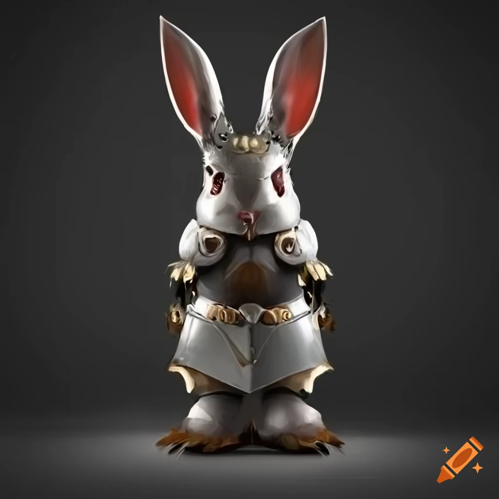 Bunny rabbit in a suit of armor on Craiyon