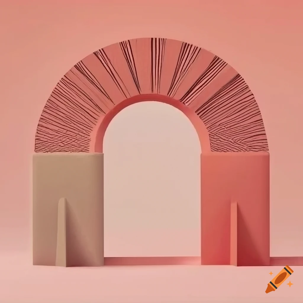 Geometric minimalist drawing with arches, dots, and lines on Craiyon