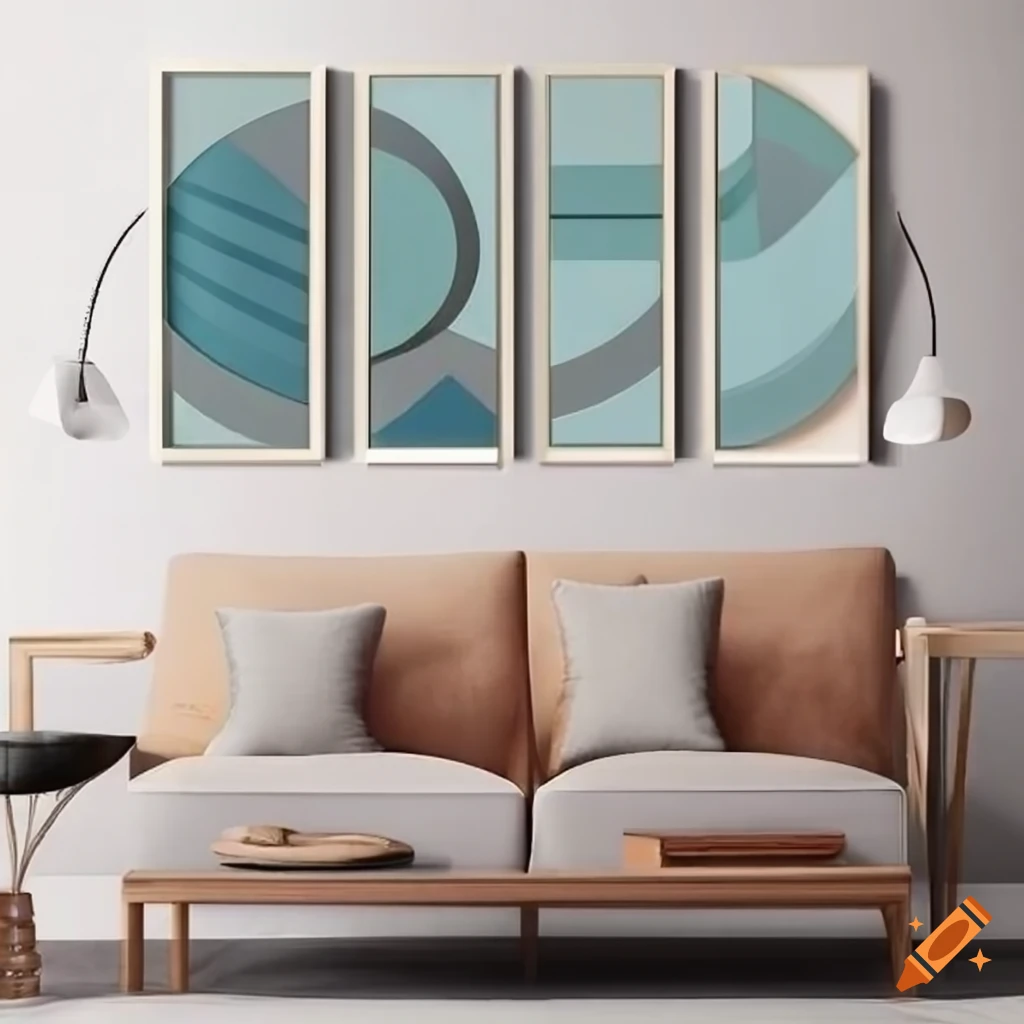 Geometric abstract wall art set of 7 prints with modern digital designs ...