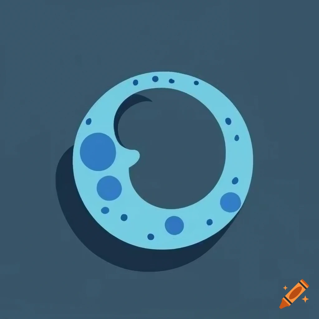 Flat design with blue moon symbol on plain background on Craiyon