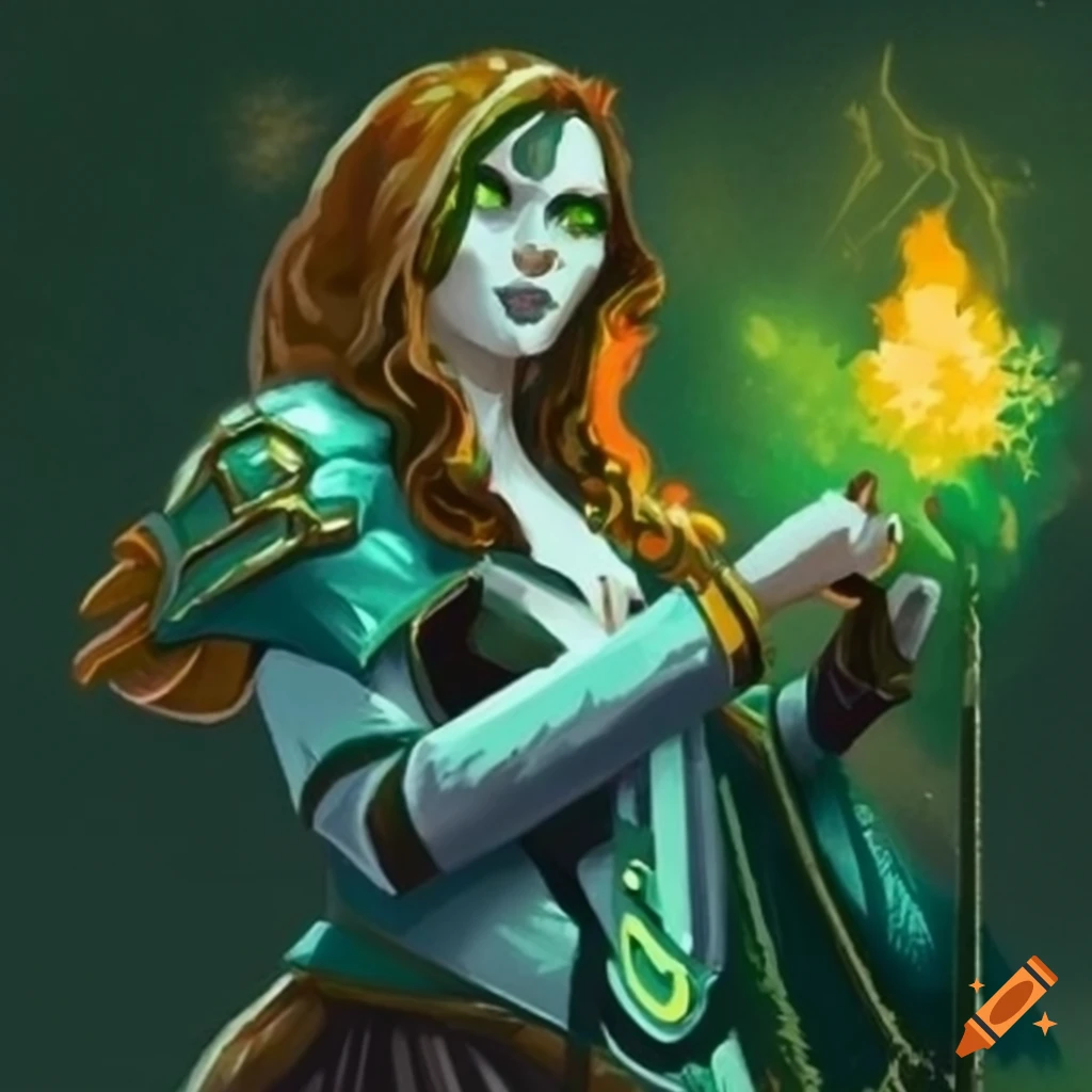 Friendly female d&d lich with cyth in hand in Simon Bisley art style on ...