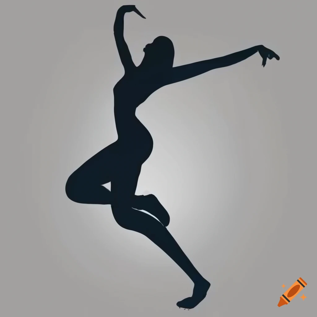 Silhouette Of A Woman Dancing With Hands Up In Linear Style On Craiyon