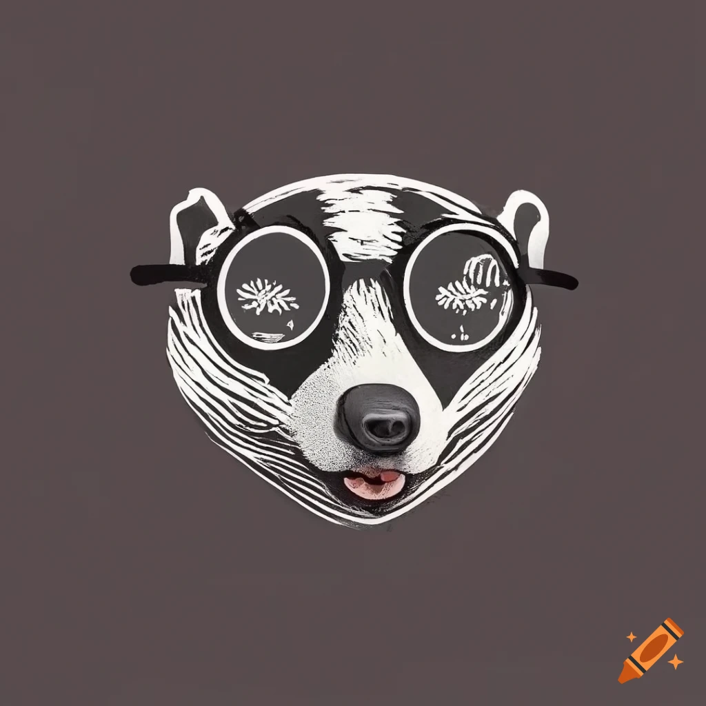 Sleek round logo of a smiling badger with glasses giving a thumbs up on ...