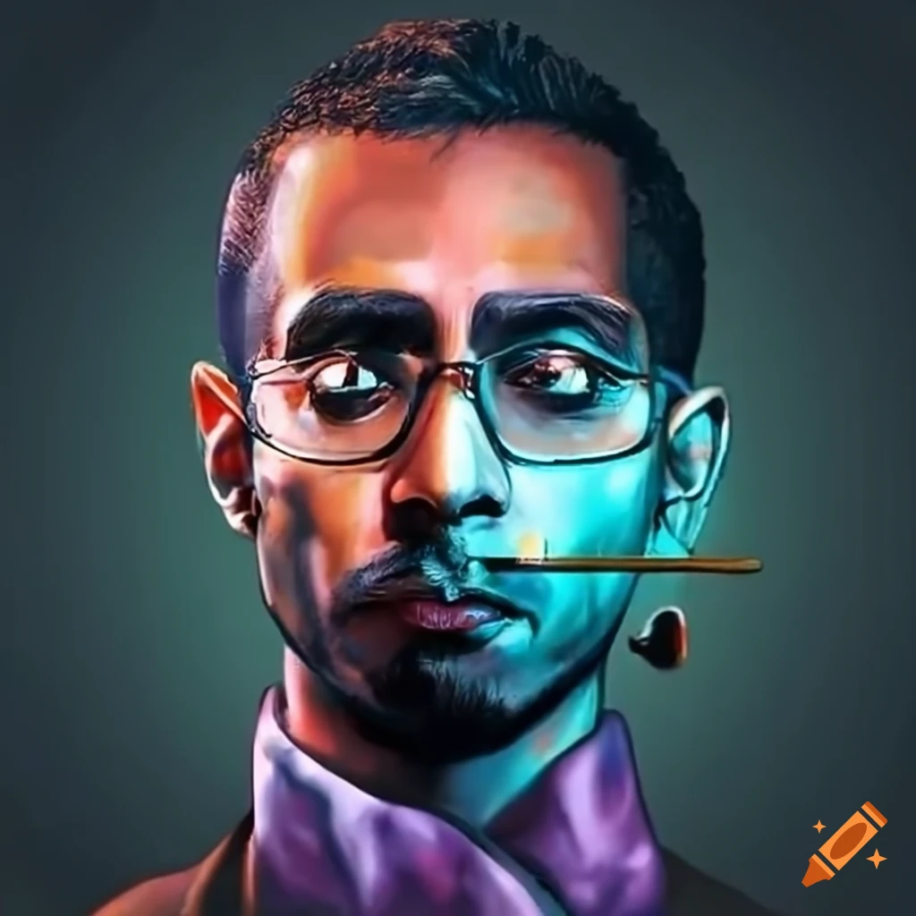 Chamath Palihapitiya smoking marijuana in a serious pose on Craiyon