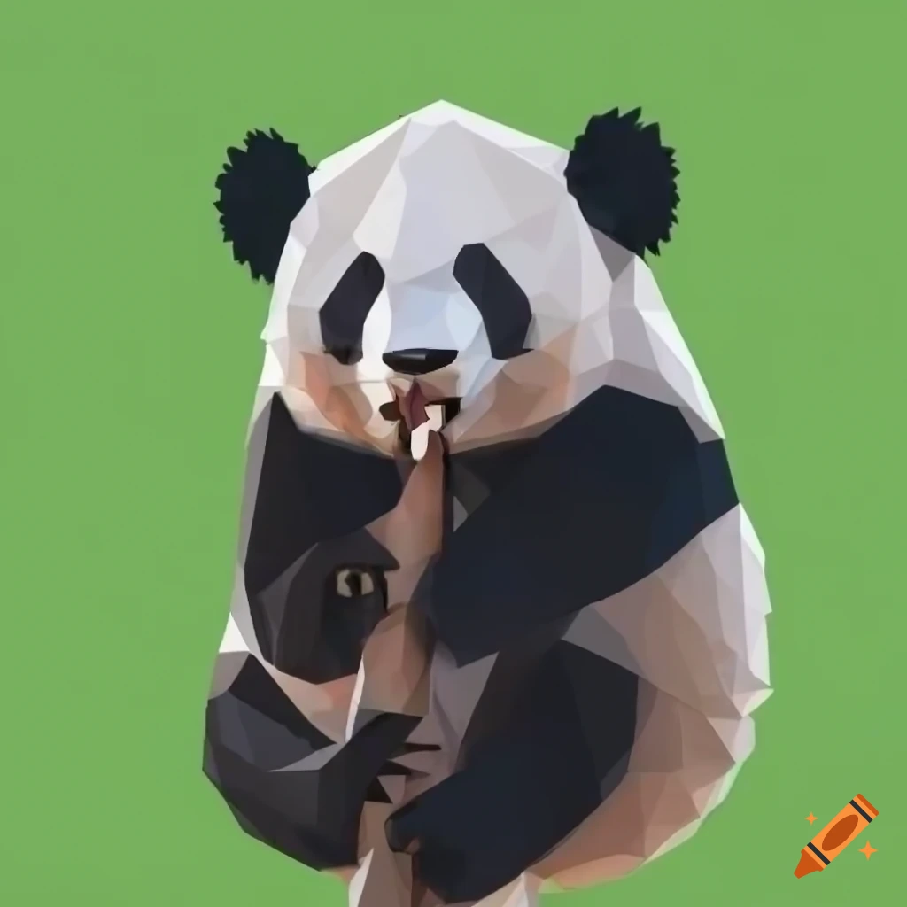 Panda hanging on a low poly background on Craiyon