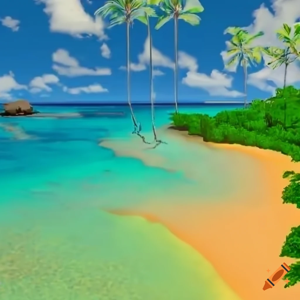 Hawaiian island with ps2 graphics style on Craiyon