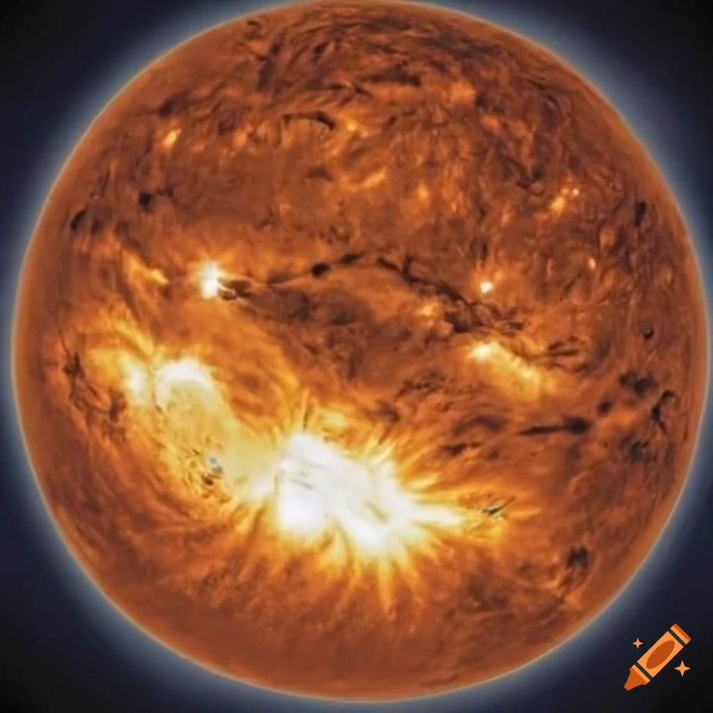 Sun with geostationary satellite in orbit on Craiyon