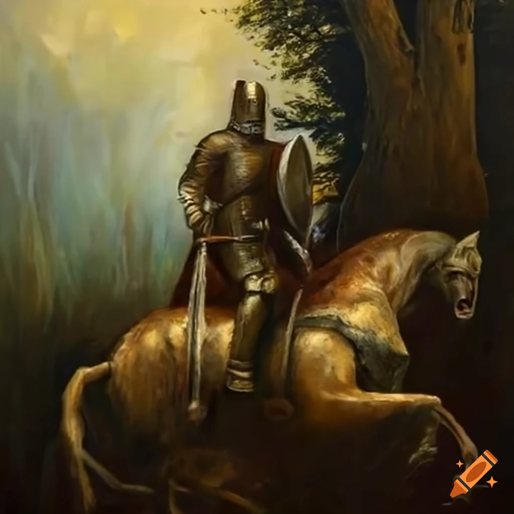 Finnish knight dying honorably against a tree on Craiyon