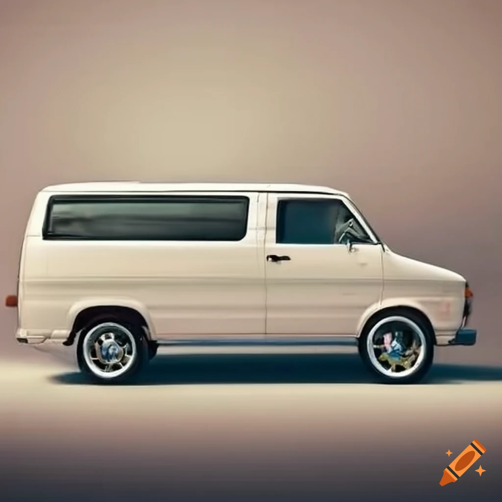 Side profile of an american white van on Craiyon