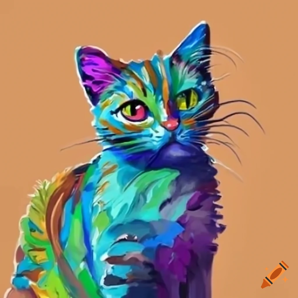 Cartoon-style cat drawing on Craiyon