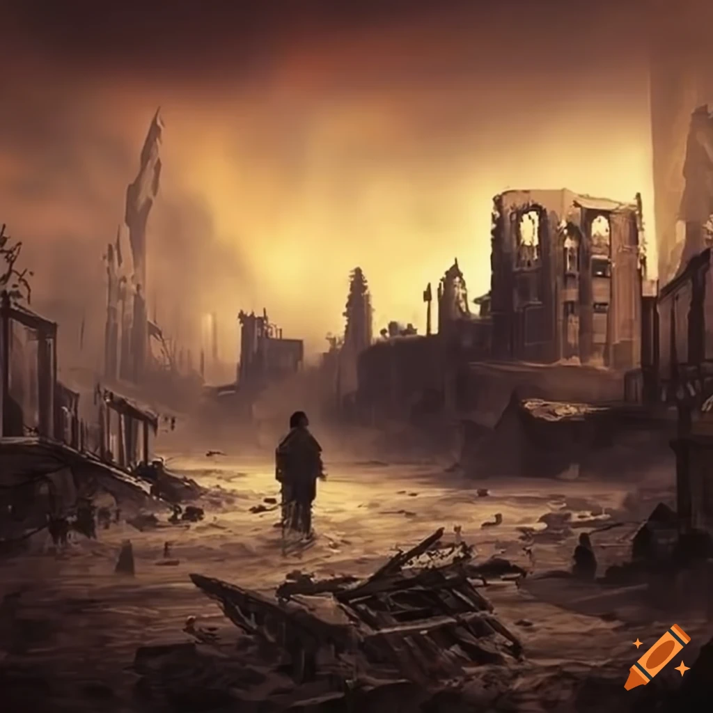 Apocalyptic wasteland landscape on Craiyon