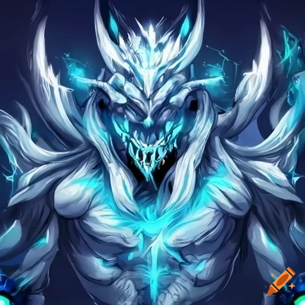 Ice demon king depicted in anime style on Craiyon