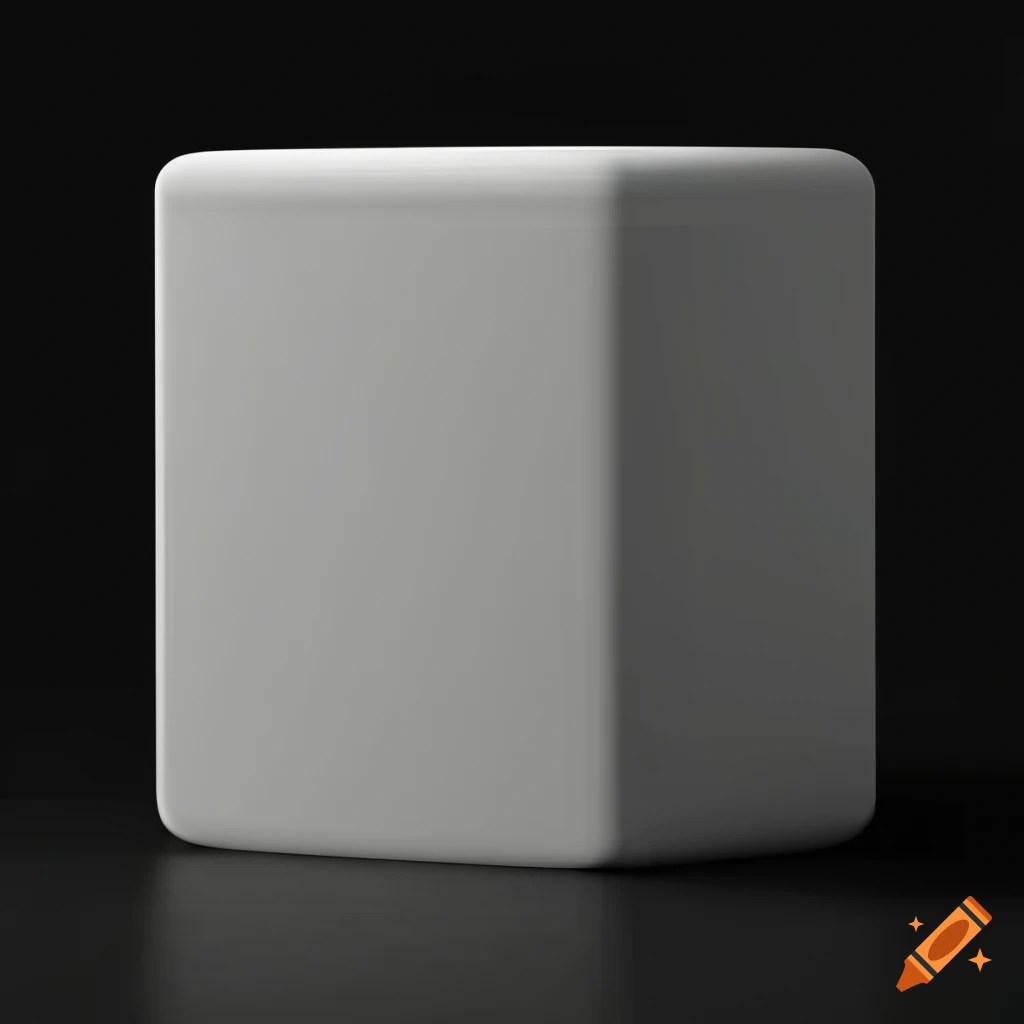 White cube with rounded corners on Craiyon