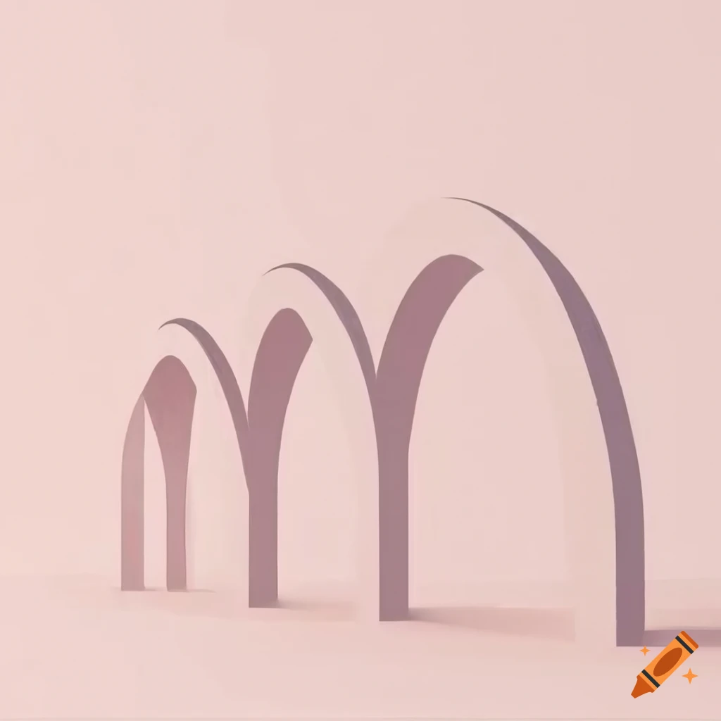 Geometric drawing with arches, dots, and lines in a minimalist style on ...