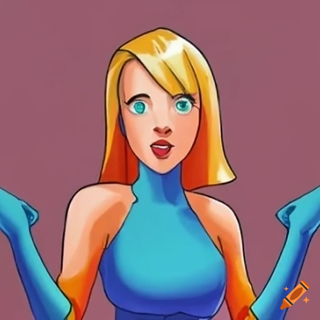 Melissa Joan Hart as a Totally Spies character in electric blue vest ...