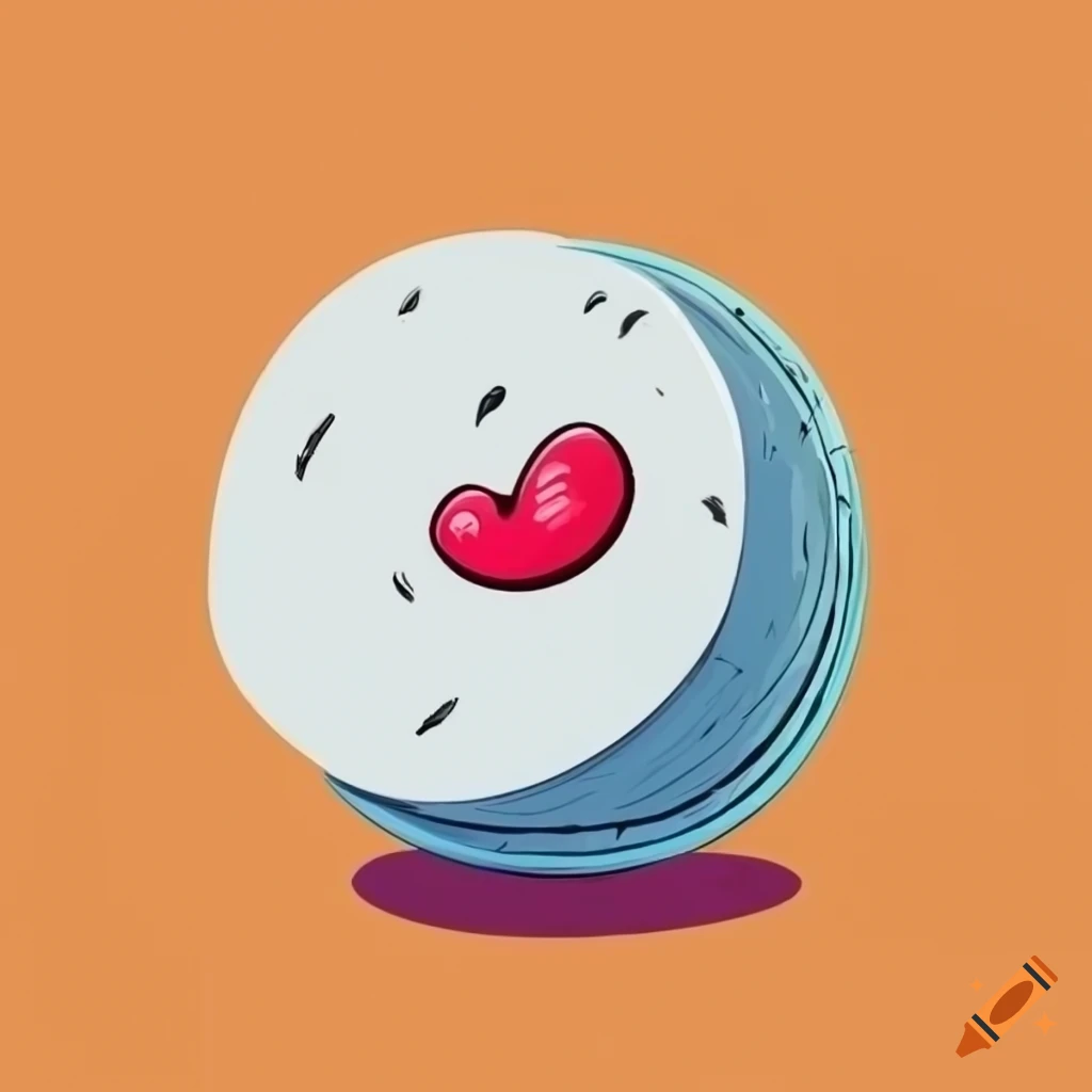 Cartoon illustration of a white round box on Craiyon