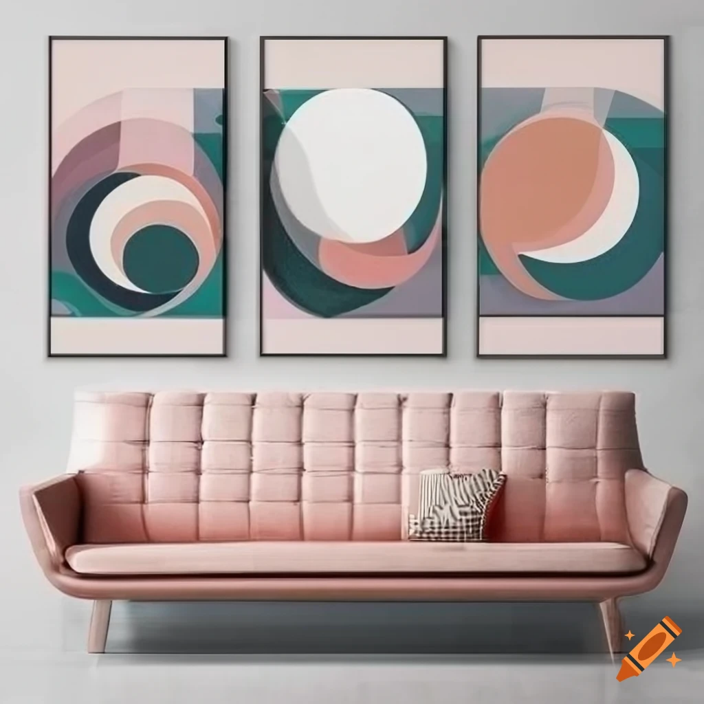 Geometric abstract wall art with digital 3D circular designs on Craiyon