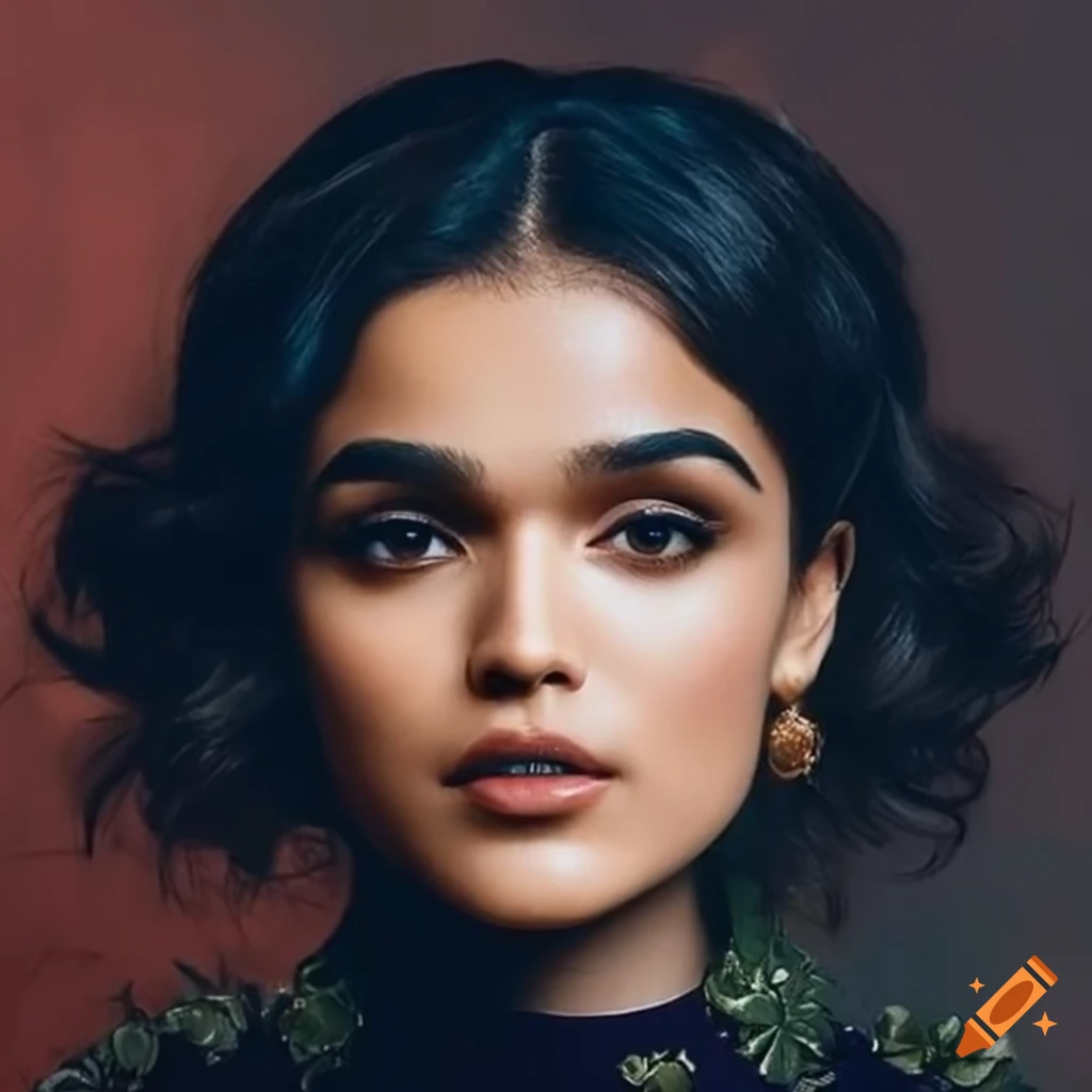 Detailed art nouveau portrait of rachel zegler with symmetrical facial features on Craiyon