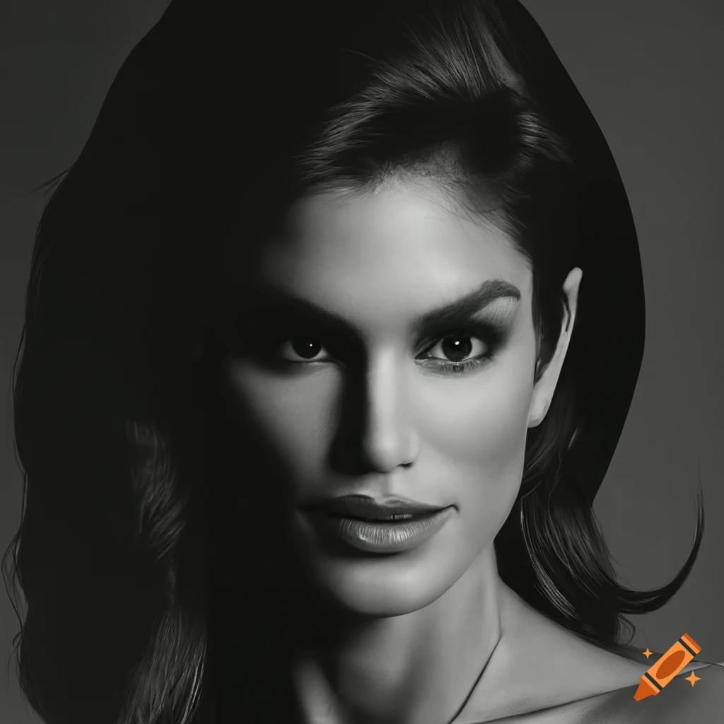 Highly detailed illustration of a model with symmetrical facial ...