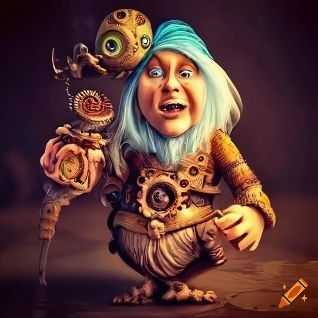 Grumpy fish in a steampunk-fantasy setting on Craiyon