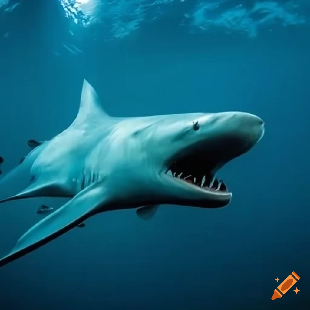 Robotic shark cleaning ocean pollution on Craiyon